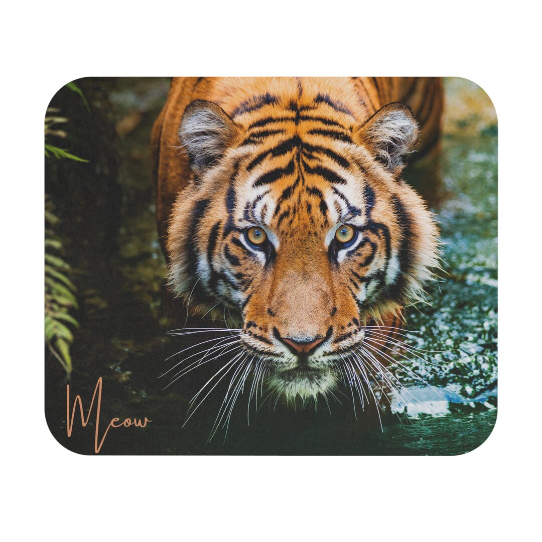 Meow Tiger Print Mouse Pad: Animal Lover Desk Accessory - Etsy