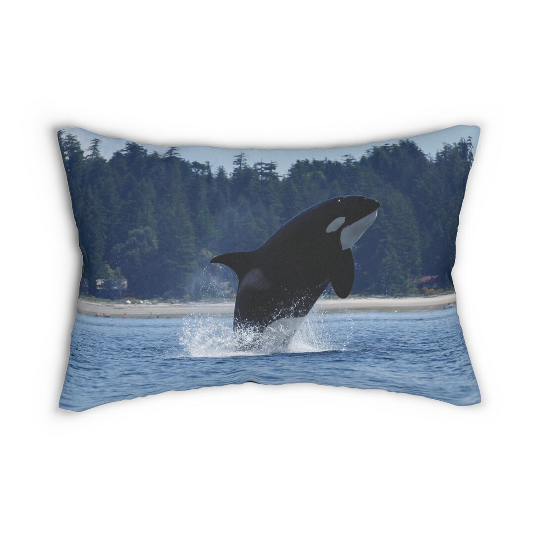 Orca Whale Breaching Lumbar Pillow | Killer Whale Ocean Decor - Etsy