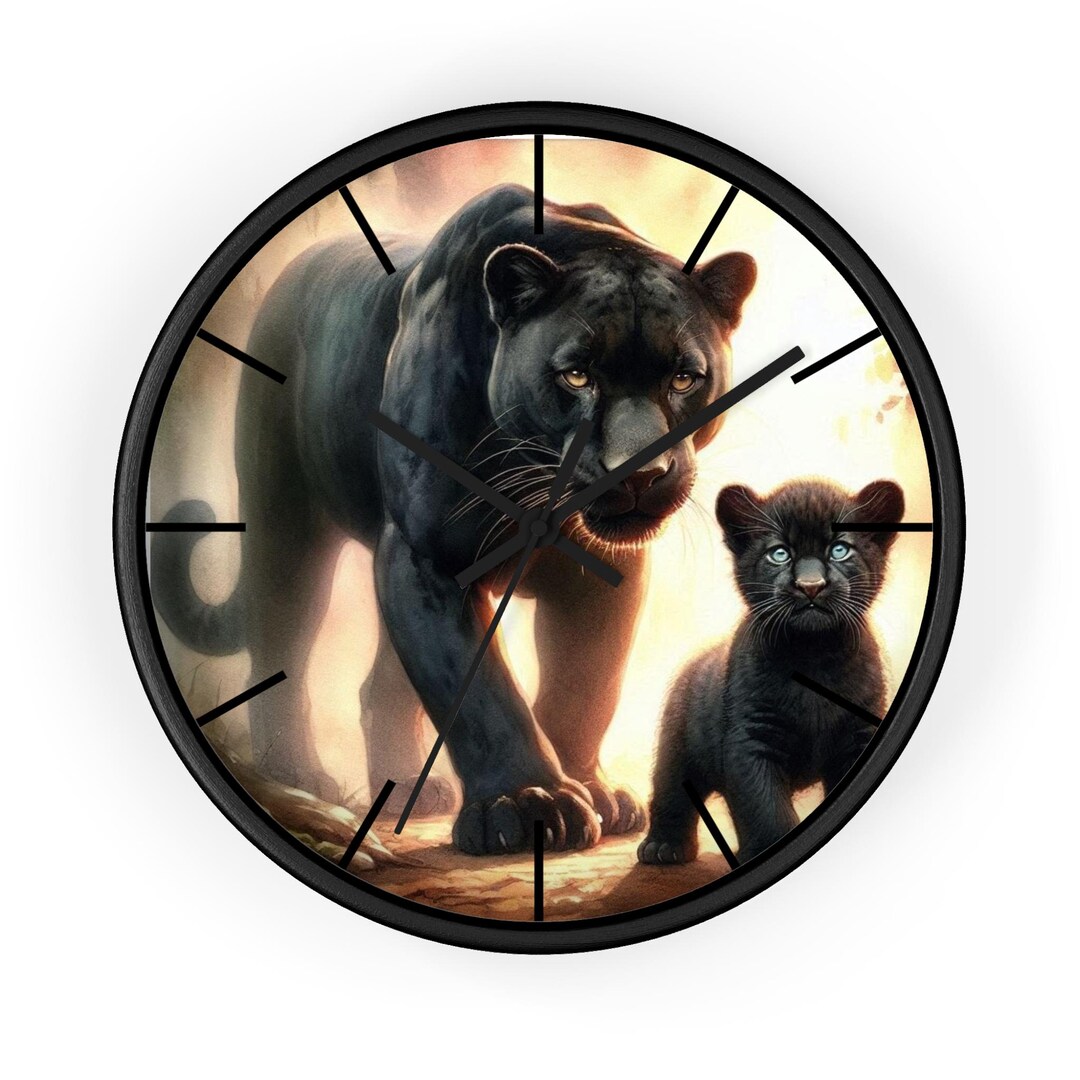 Beautiful Black Panther and Cub 10" Wall Clock - Etsy