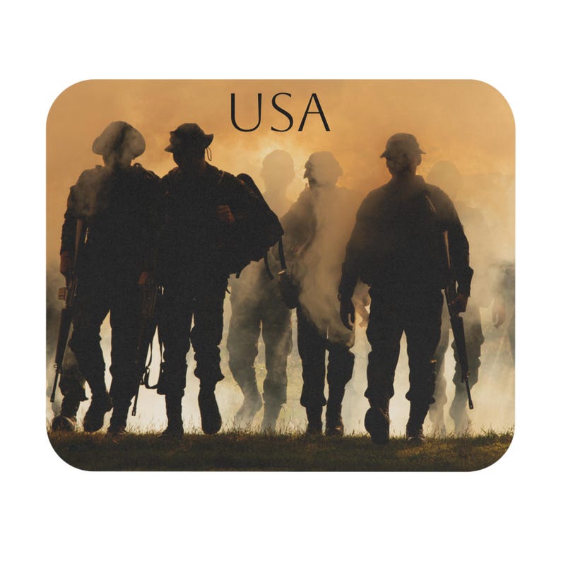 Silhouetted Soldiers at Dusk Mouse Pad | Military Troop Artwork ...
