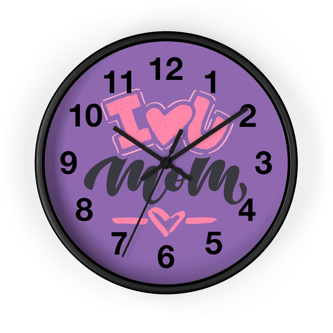 10" Purple Pink I Love U Mom Wall Clock - Etsy