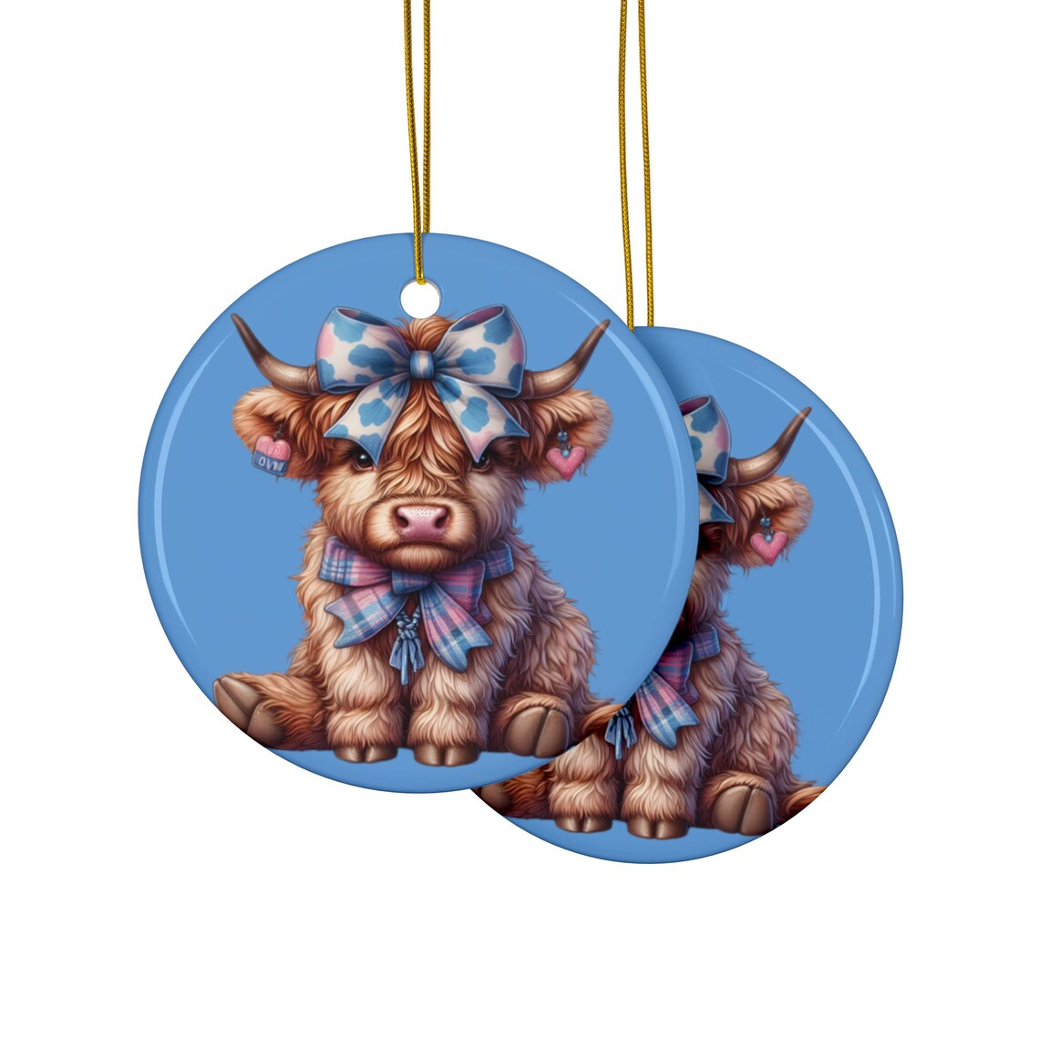 Highland Cow Ceramic Ornament, Diva, Two-sided Print - Etsy
