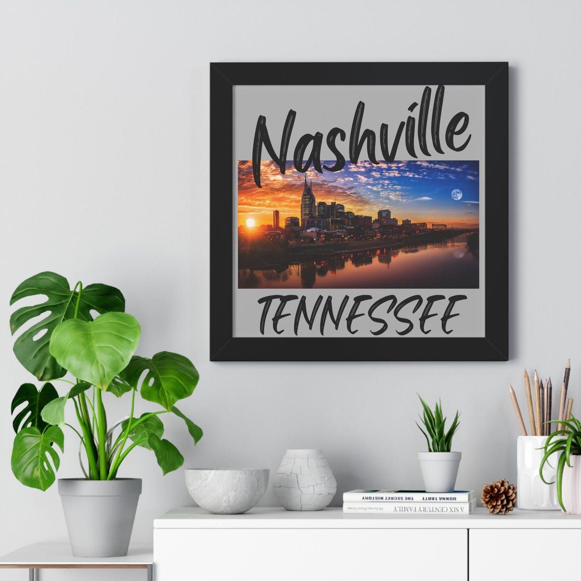 16"x16" Nashville Tennessee Skyline Framed Vertical Poster - Etsy