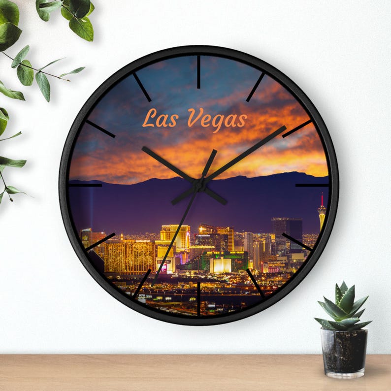 10" Las Vegas Skyline Sunset Wall Clock - Etsy