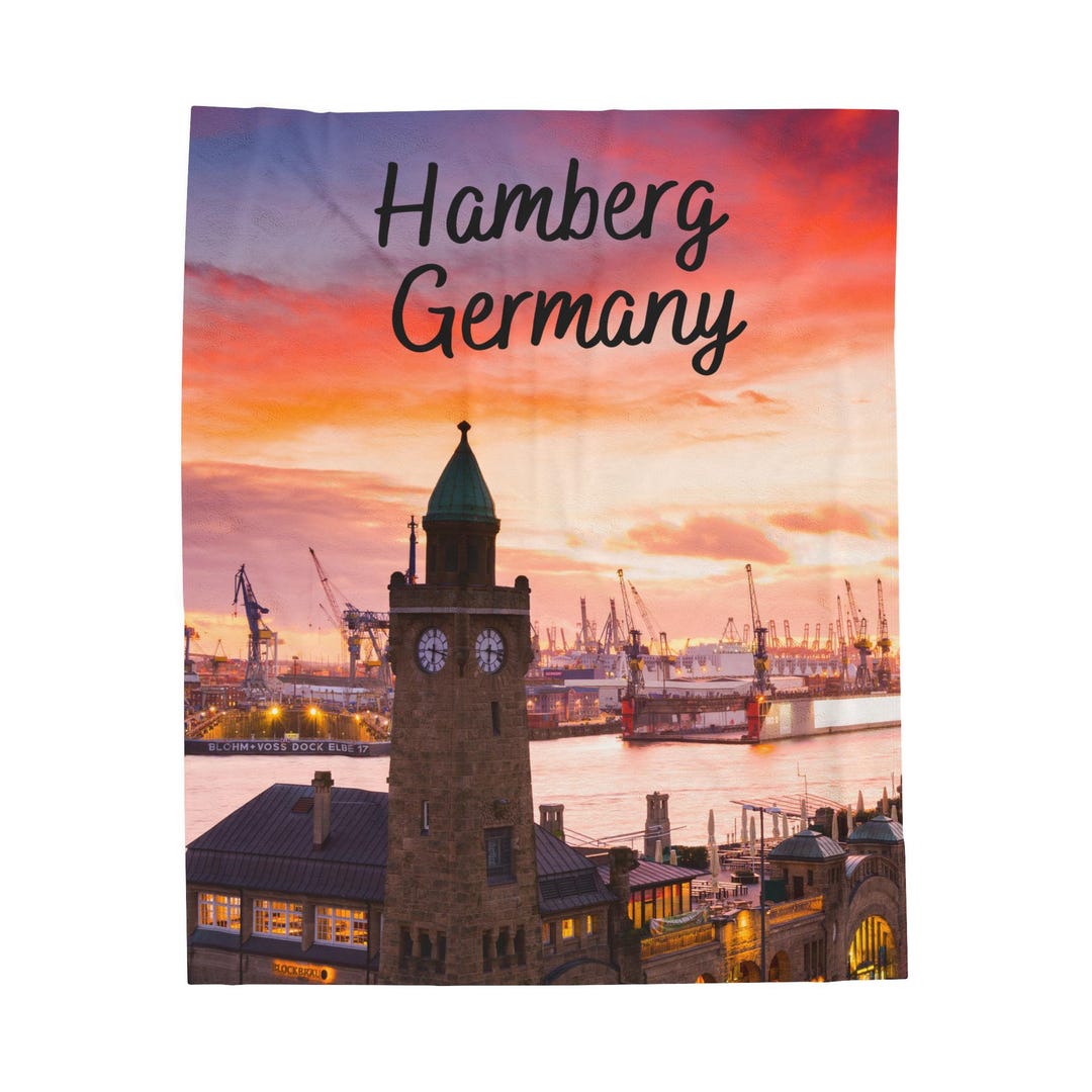 50"x60" Hamberg Germany Sunset Skyline Velveteen Plush Blanket - Etsy