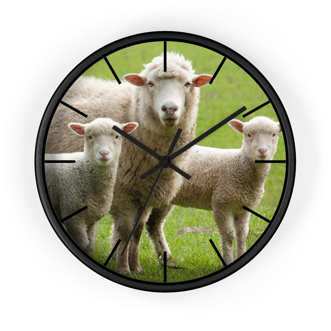 10" Sheep Family Lambs Wall Clock - Etsy