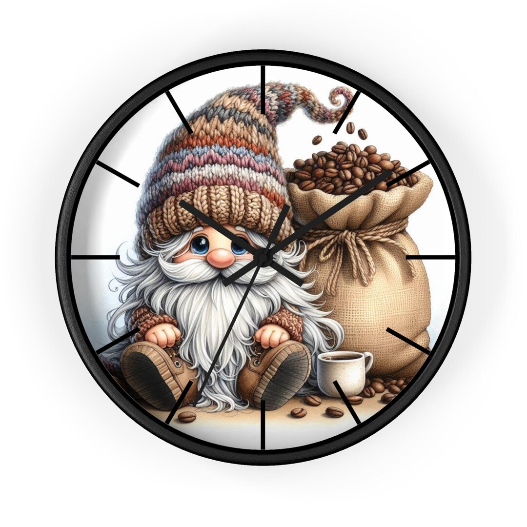 10" Coffee Bean Gnome Wall Clock - Etsy