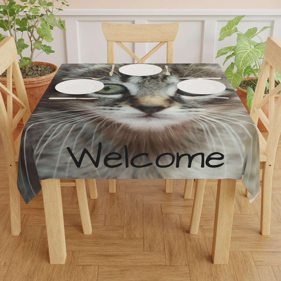 Welcome Kitten Cat Kitty Cat Tablecloth - Etsy