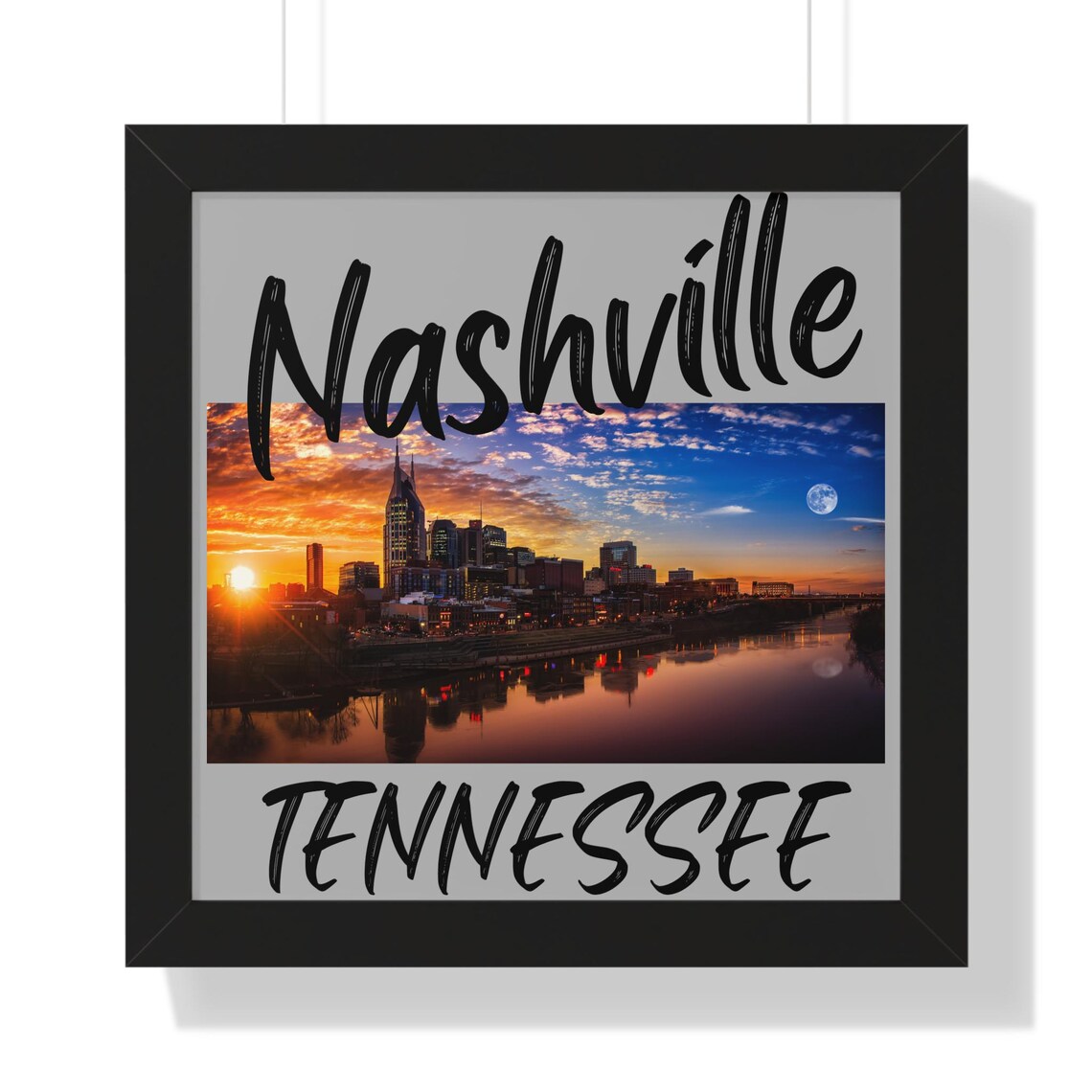 16"x16" Nashville Tennessee Skyline Framed Vertical Poster - Etsy