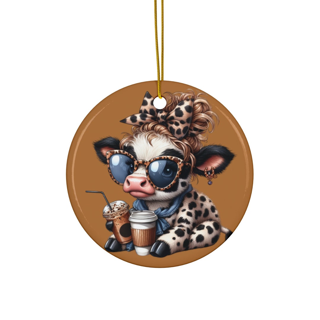 Cow Diva Ceramic Ornament, Double-sided Print - Etsy