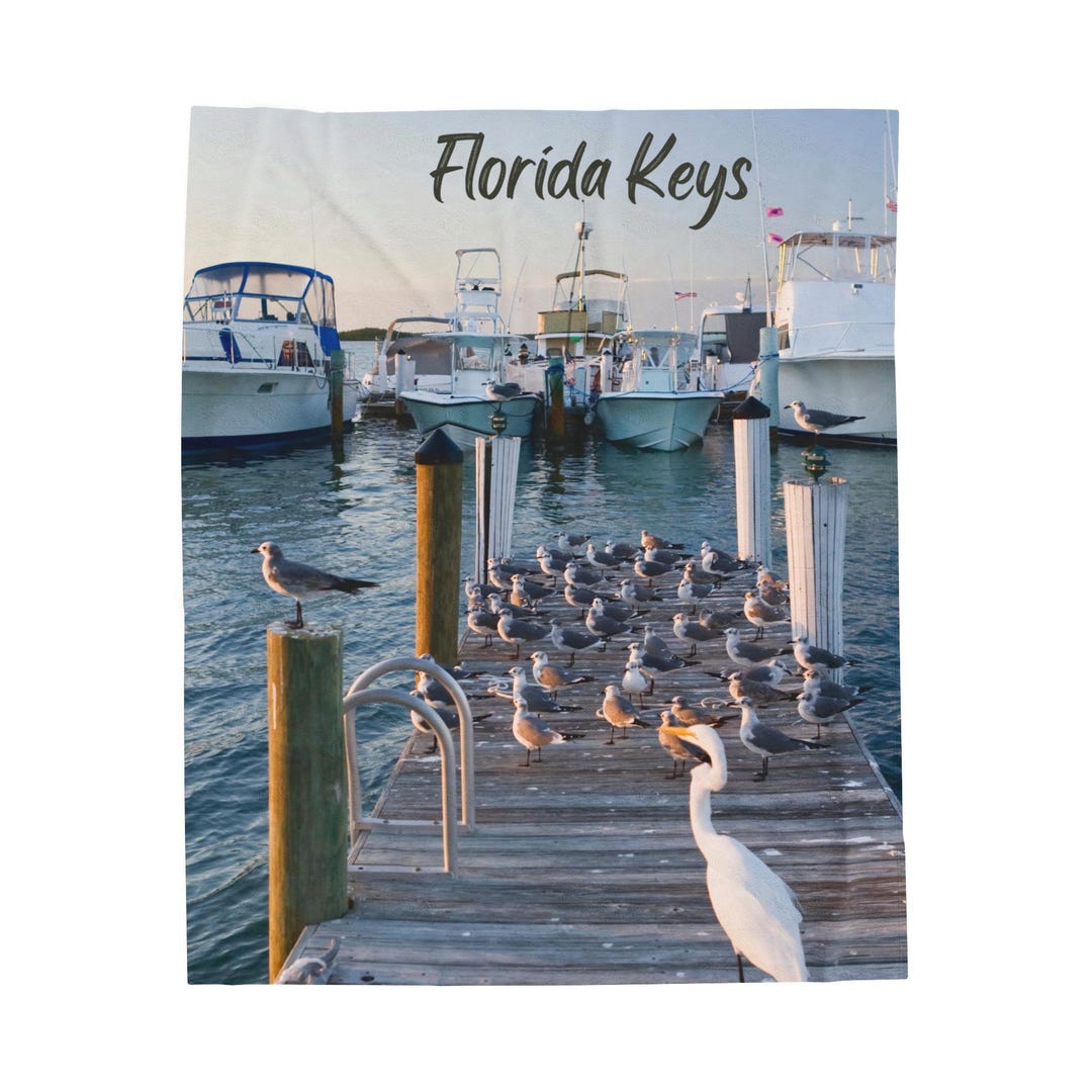 50"x60" Florida Keys Dock Oceanside Boats Velveteen Blanket - Etsy
