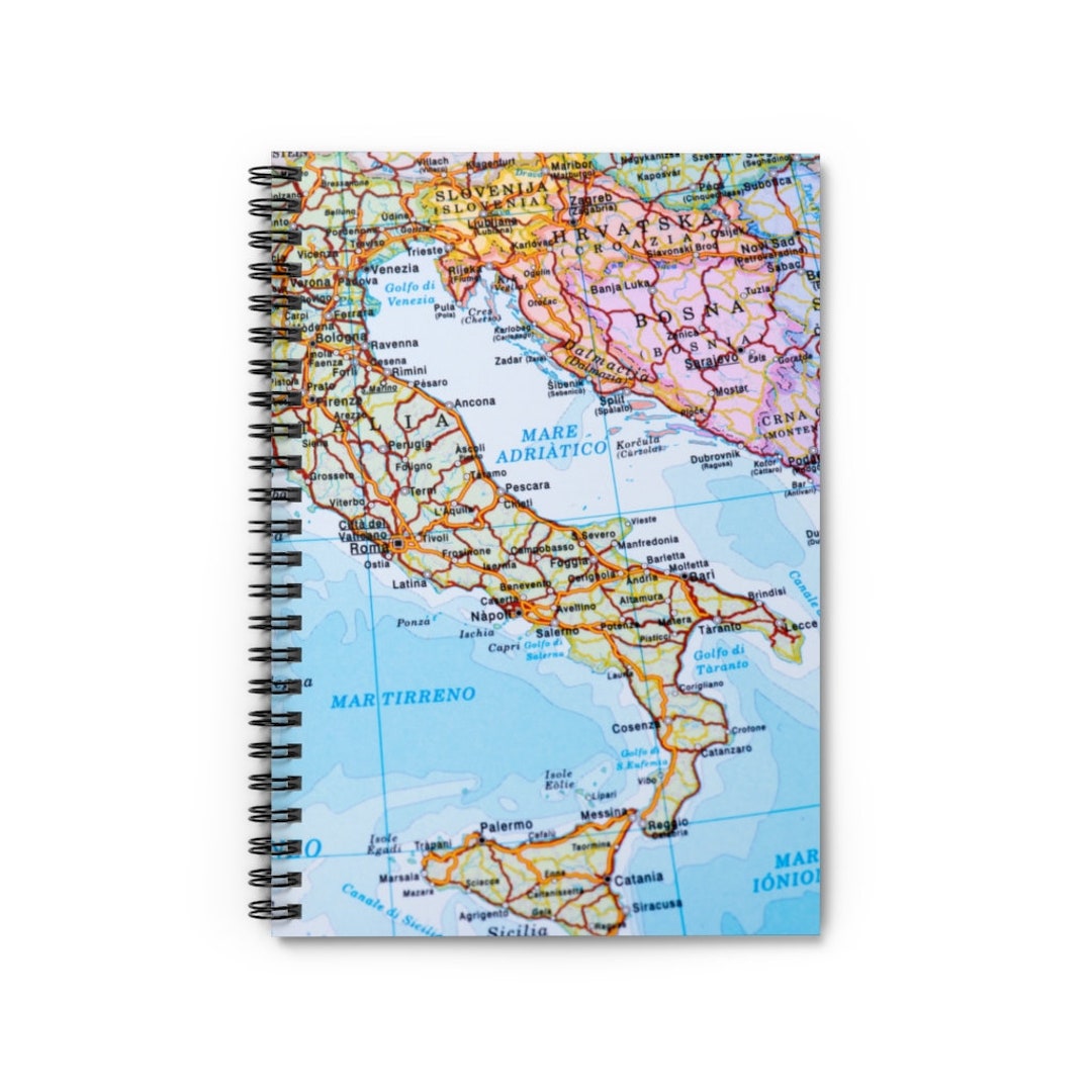 Italy Map Spiral Notebook - Ruled Line, Travel Gift - Etsy