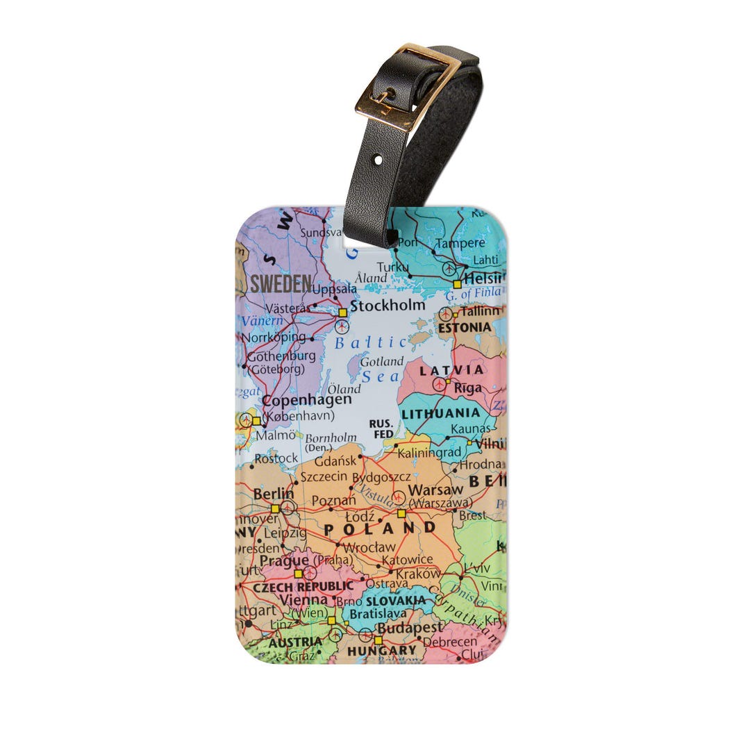 Vintage World Map Luggage Tag: Czech, Poland, Sweden, Europe - Etsy