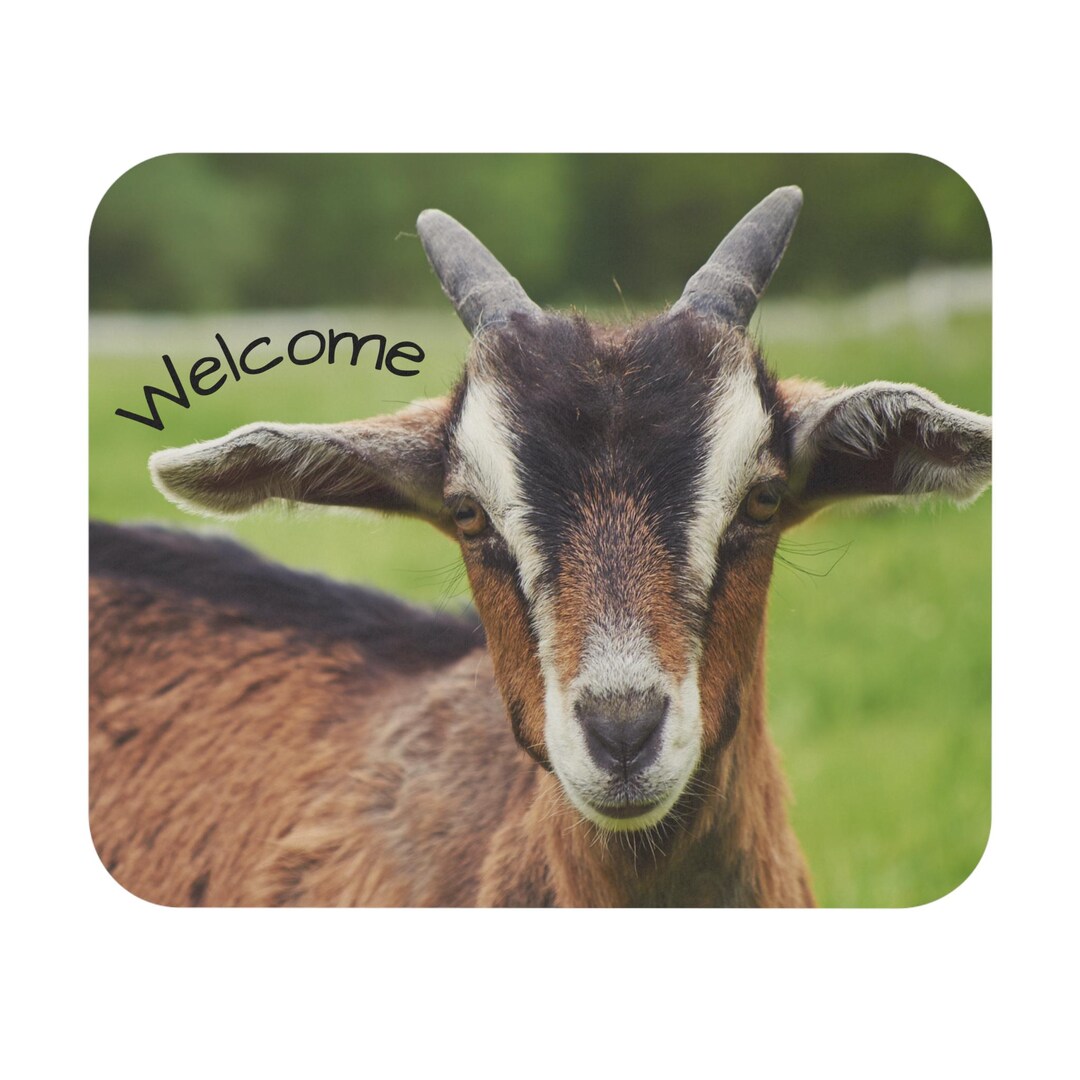 Personalized Welcome Goat Mouse Pad, Cute Office Decor, Animal Lover ...