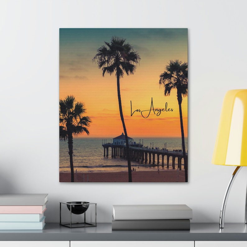 20x24 Inch Los Angeles Pier Sunset Beach Canvas Gallery Wraps - Etsy