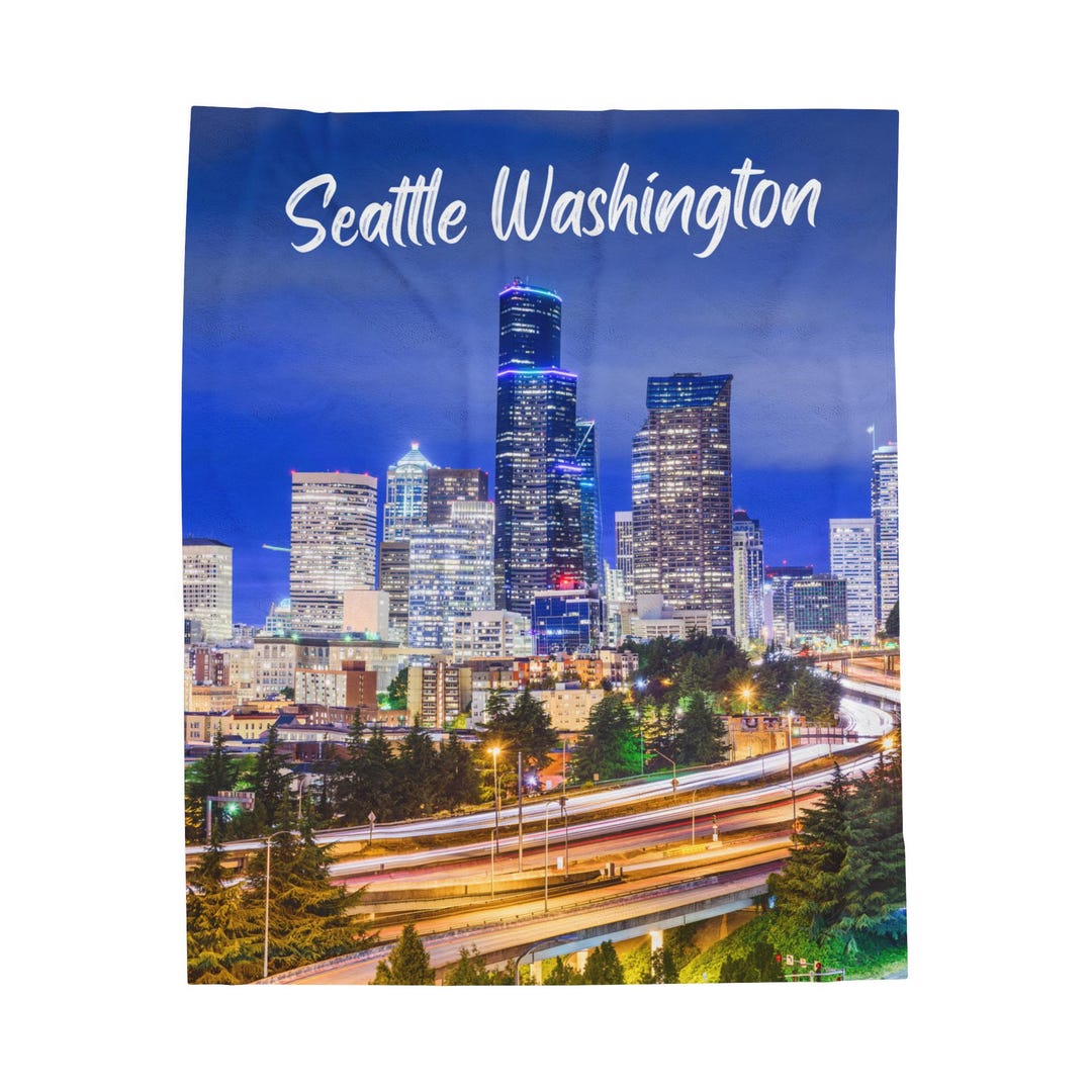 50"x60" Seattle Washington Skyline Velveteen Plush Blanket - Etsy