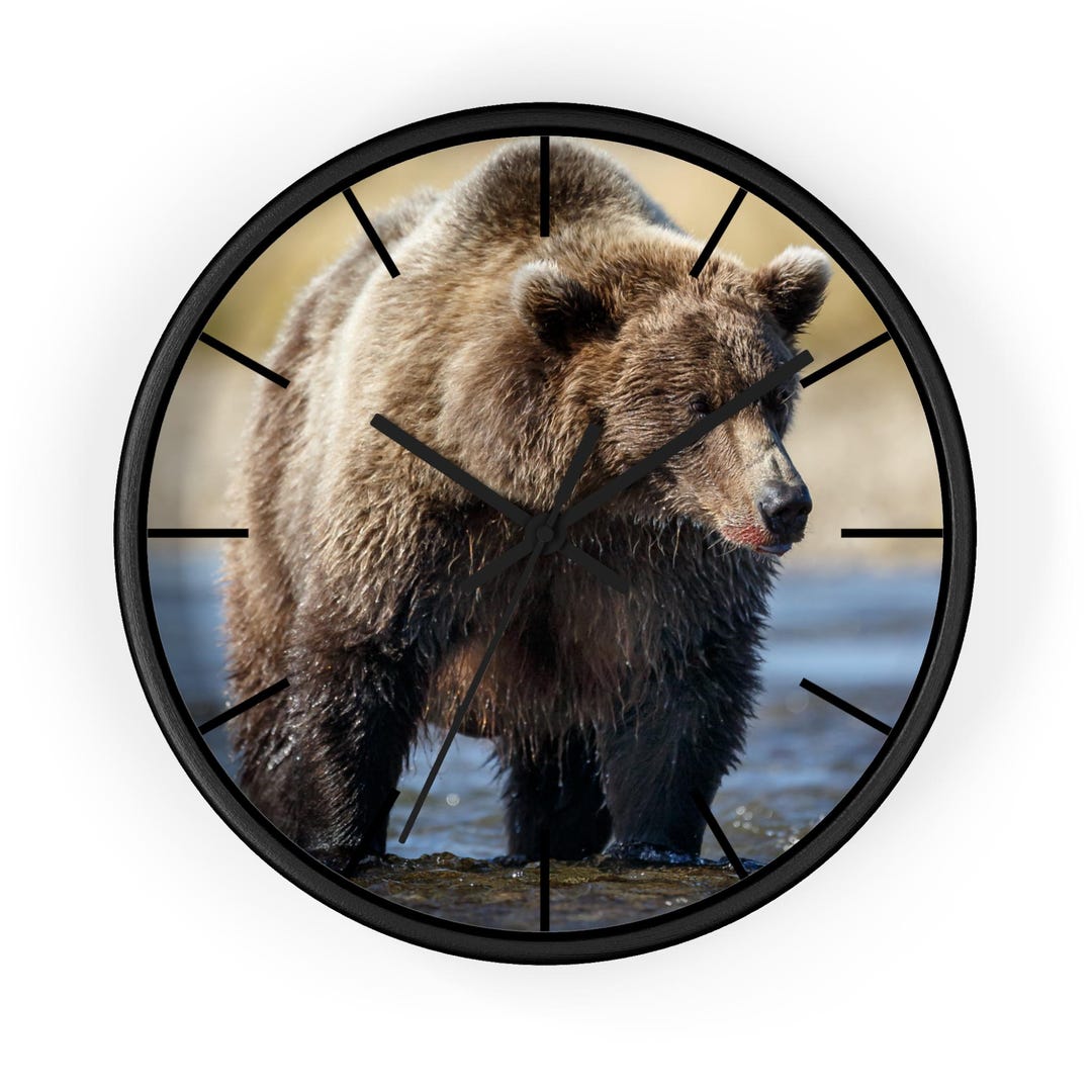 10" Brown Bear Grizzly Bear Wall Clock - Etsy