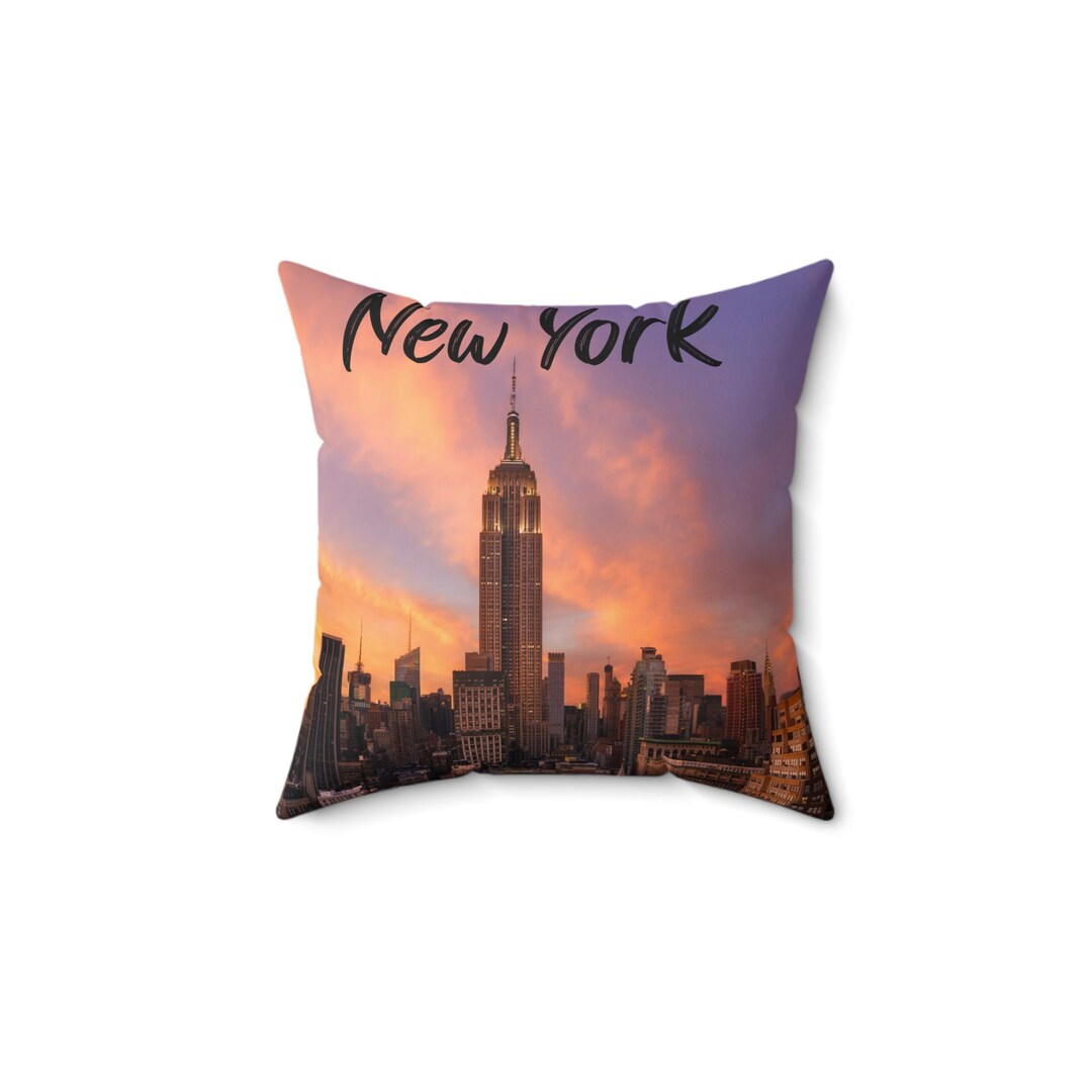 New York City Skyline Pillow: Modern Throw Cushion, NYC Souvenir - Etsy