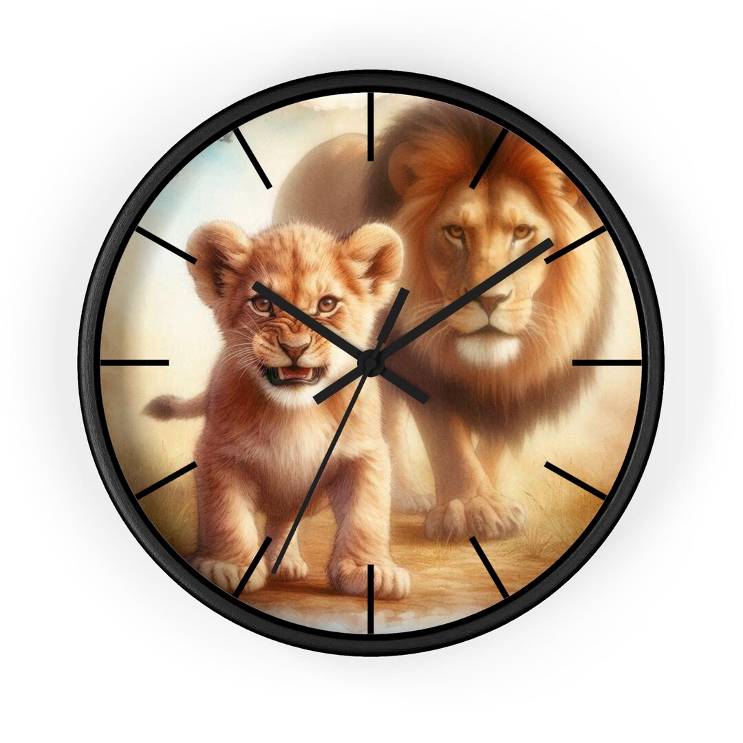Lion and Lion Cub 10" Wall Clock - Etsy