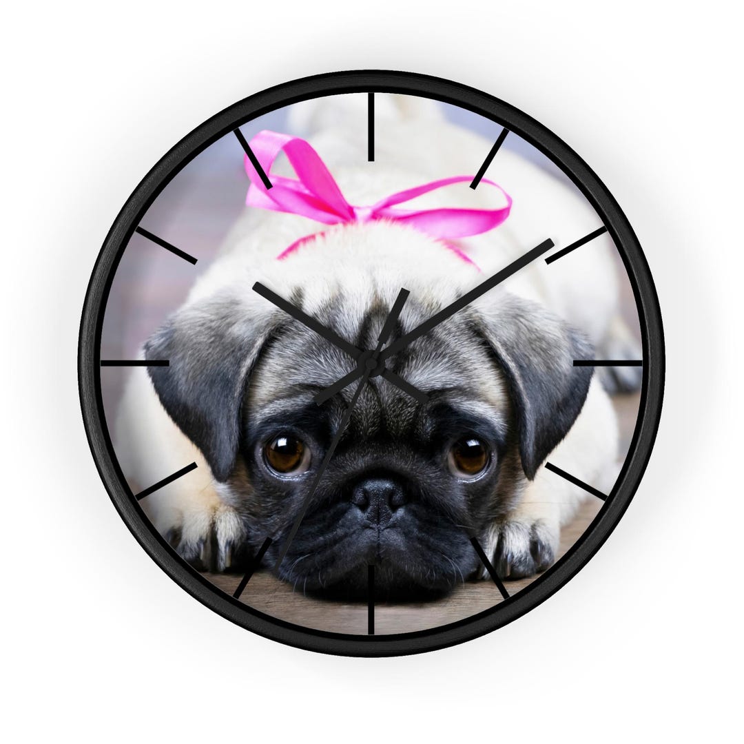 10" Adorable Pug Wall Clock | Cute Dog Decor, Pet Lover Gift, Home ...
