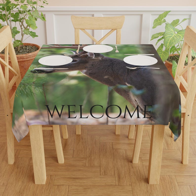 Welcome Whitetail Deer Buck Horns Tablecloth - Etsy