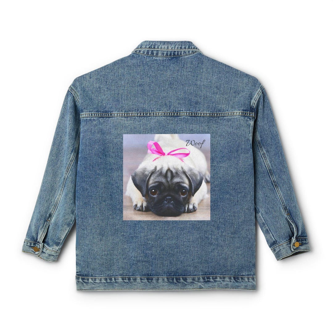 Women's Denim Jacket, Pug Puppy Print, Pet Lover Gift - Etsy