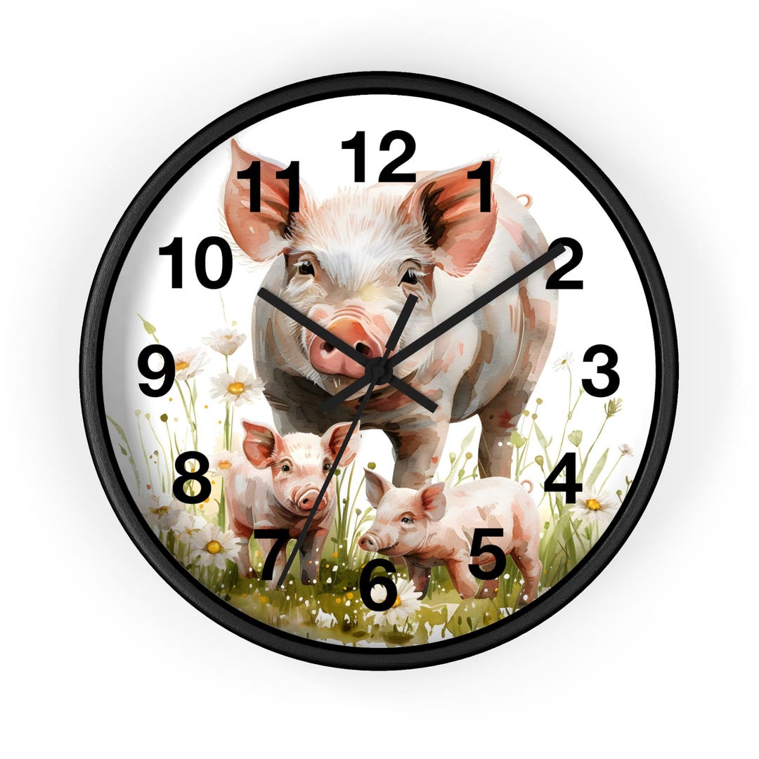 Cute Pig & Piglets 10" Wall Clock - Etsy
