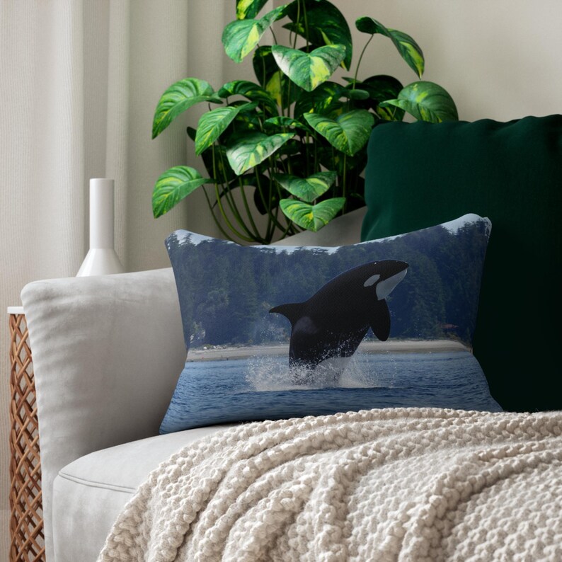 Orca Whale Breaching Lumbar Pillow | Killer Whale Ocean Decor - Etsy