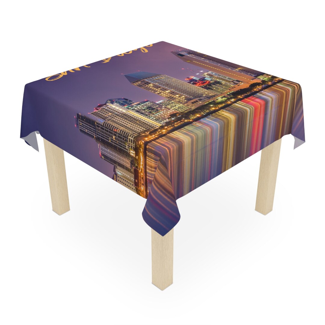 San Diego Skyline Night Reflection Tablecloth - Etsy