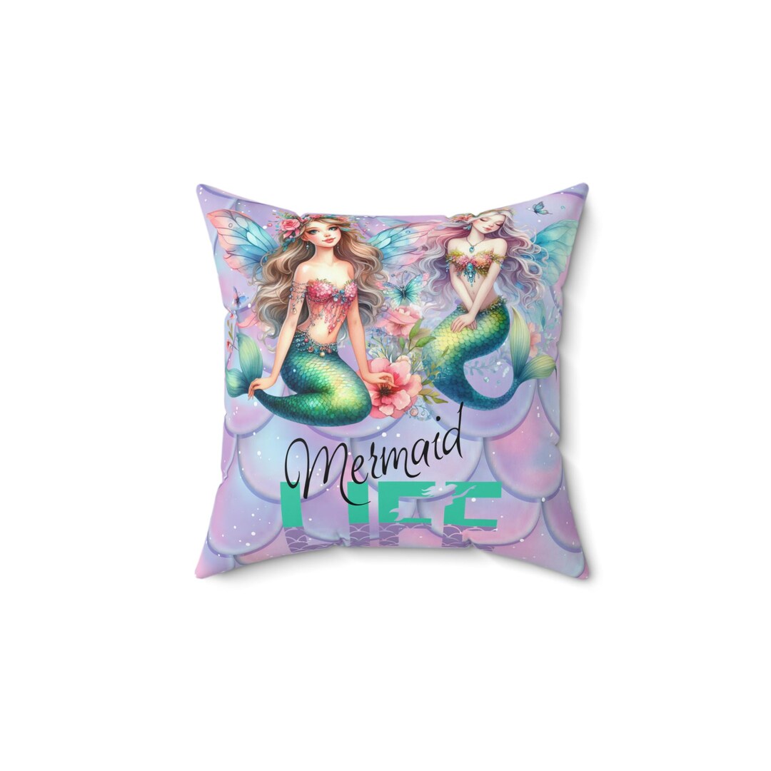 14"x14" Mermaid Life Mermaids Spun Polyester Square Pillow - Etsy