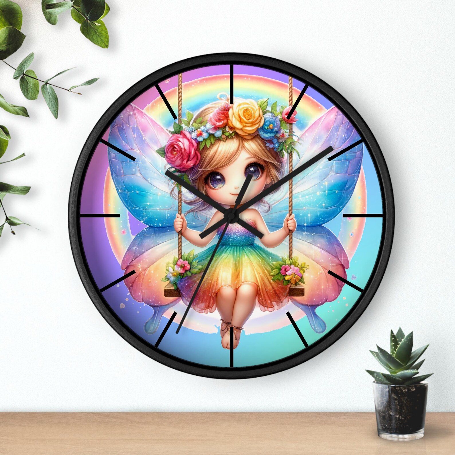 Swinging Rainbow Fairy Wall Clock - Etsy
