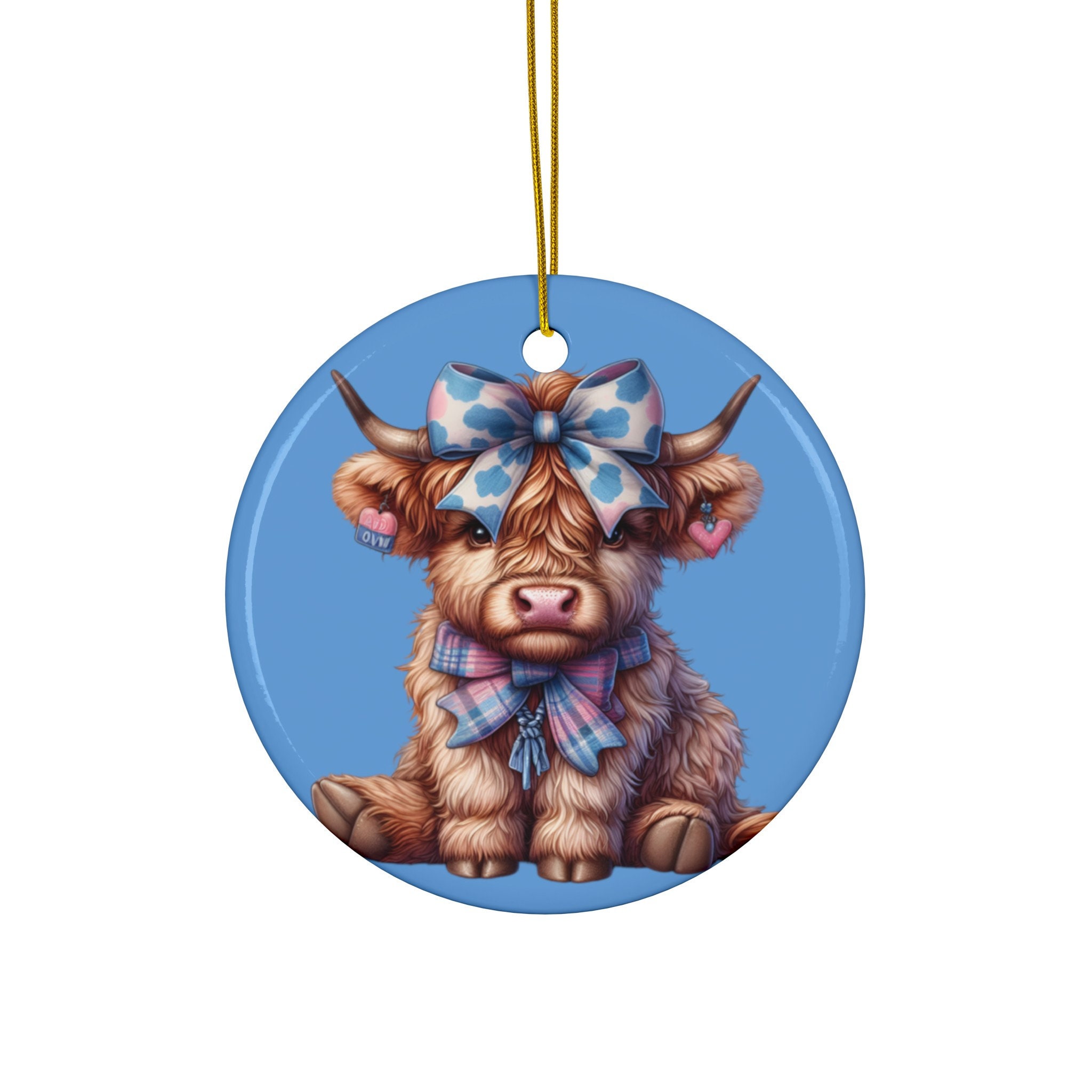 Highland Cow Ceramic Ornament, Diva, Two-sided Print - Etsy