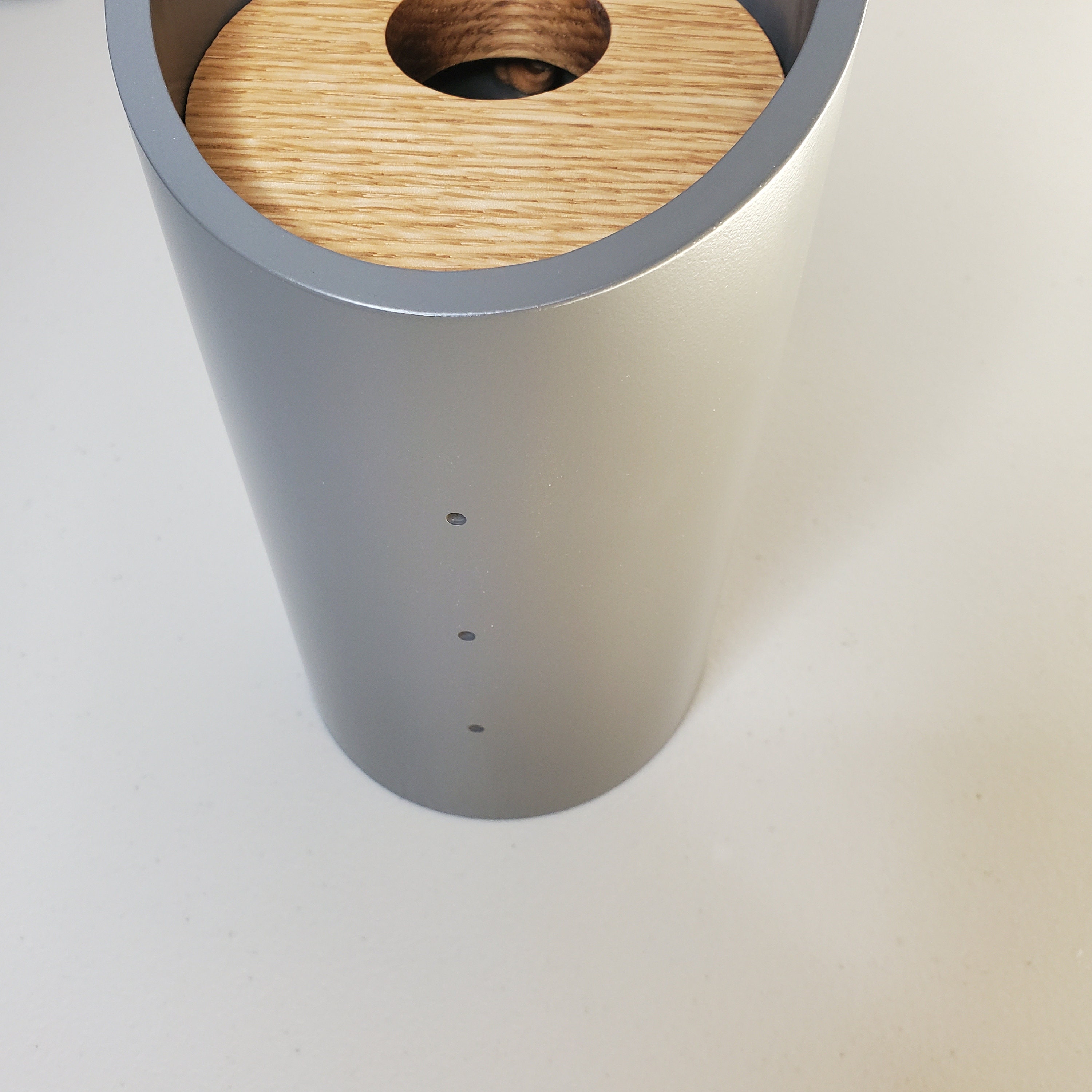 Modern Granite Gray Grey Hanging Round Tube Birdhouse Solid Oak Upcycle ...