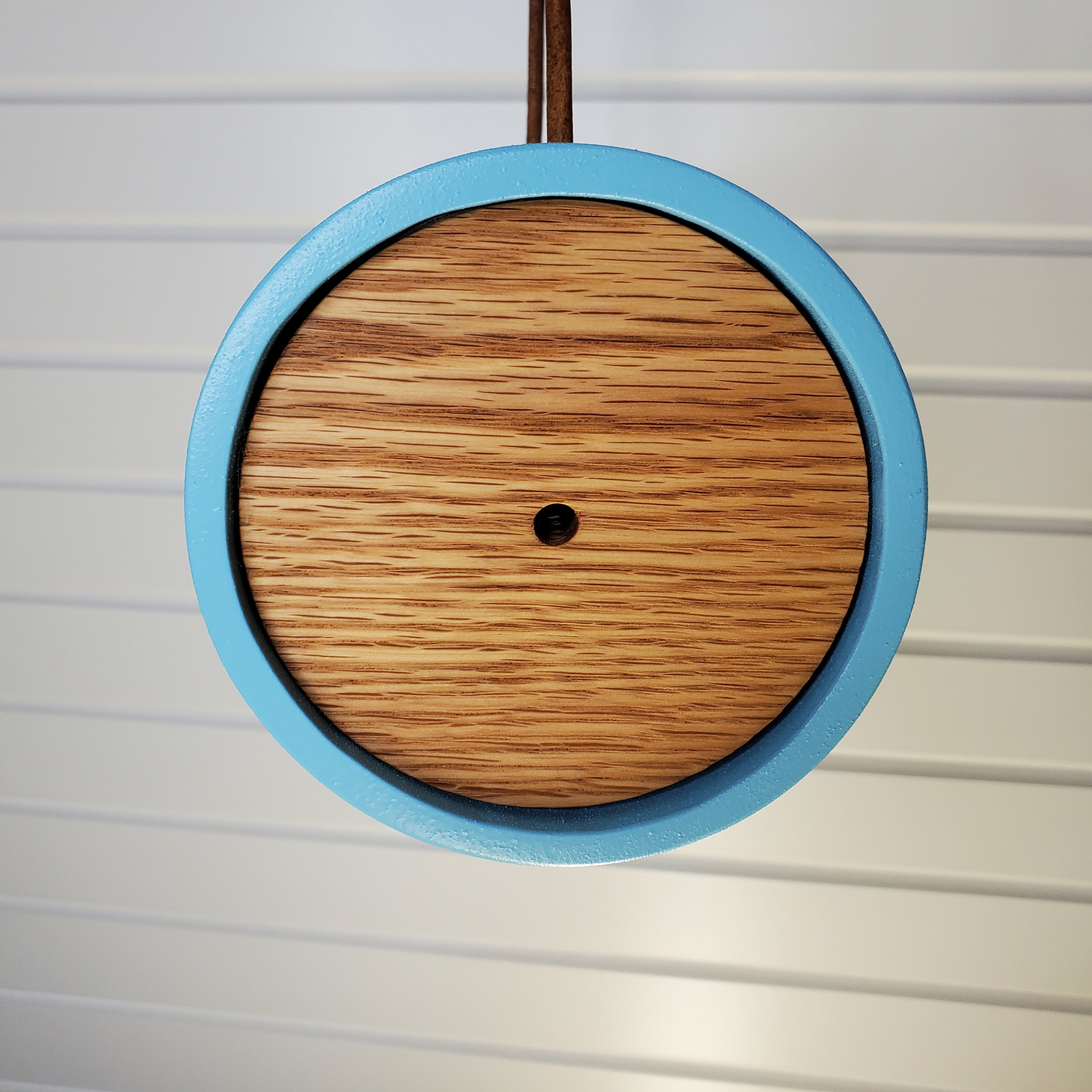 Modern Aqua Hanging Round Tube Birdhouse Solid Oak Upcycle - Etsy