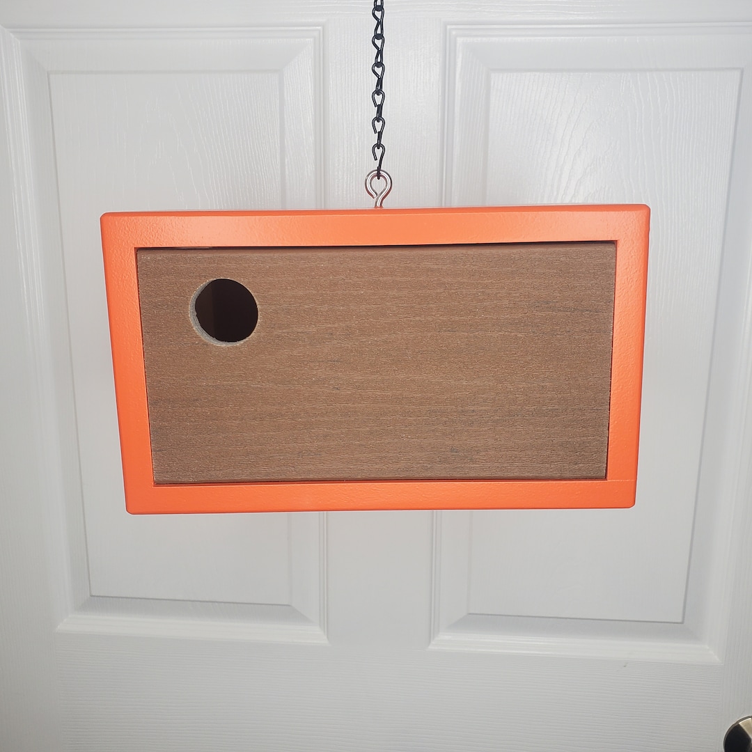 Modern Inferno Orange Hanging Rectangle Birdhouse Composite Recycled ...