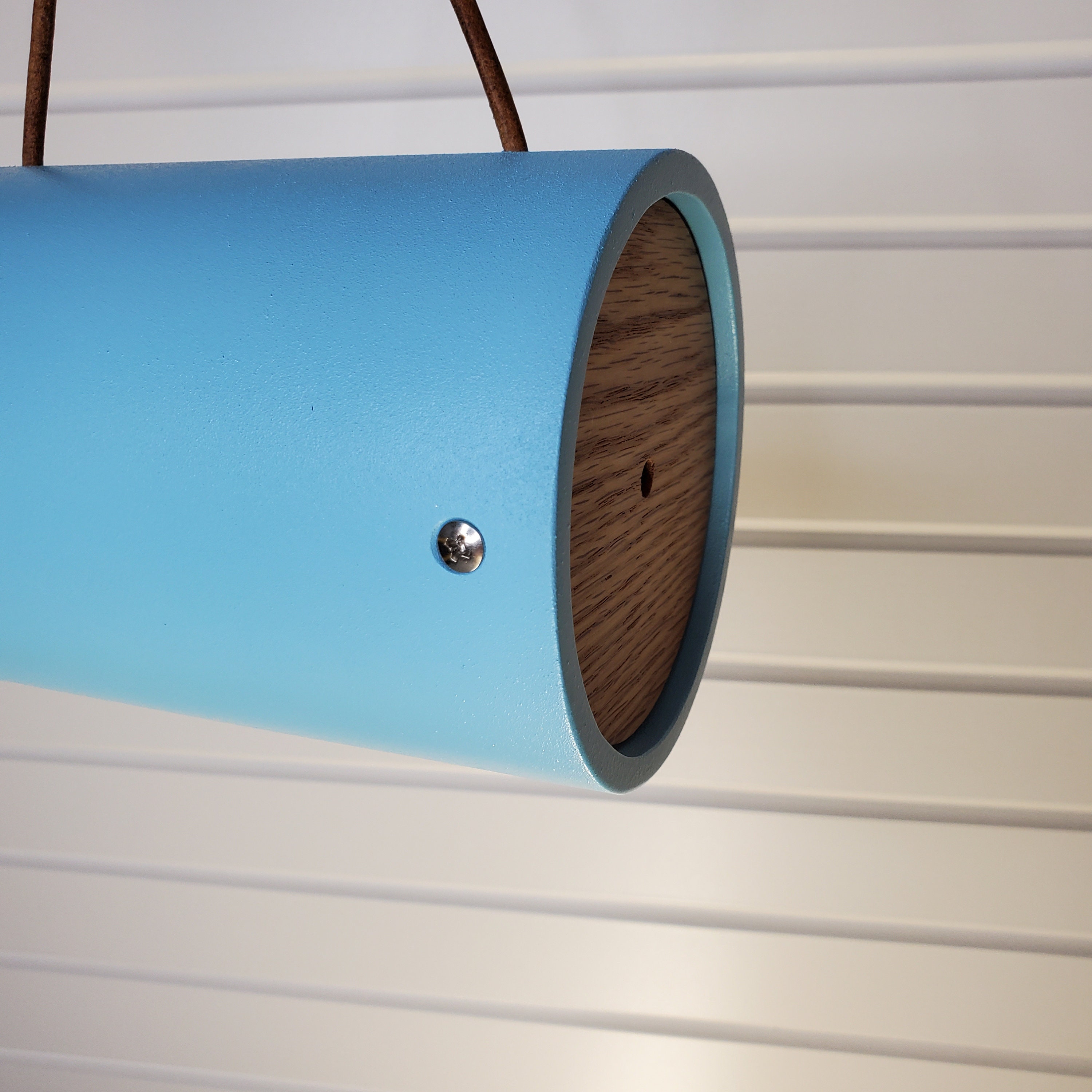 Modern Aqua Hanging Round Tube Birdhouse Solid Oak Upcycle - Etsy