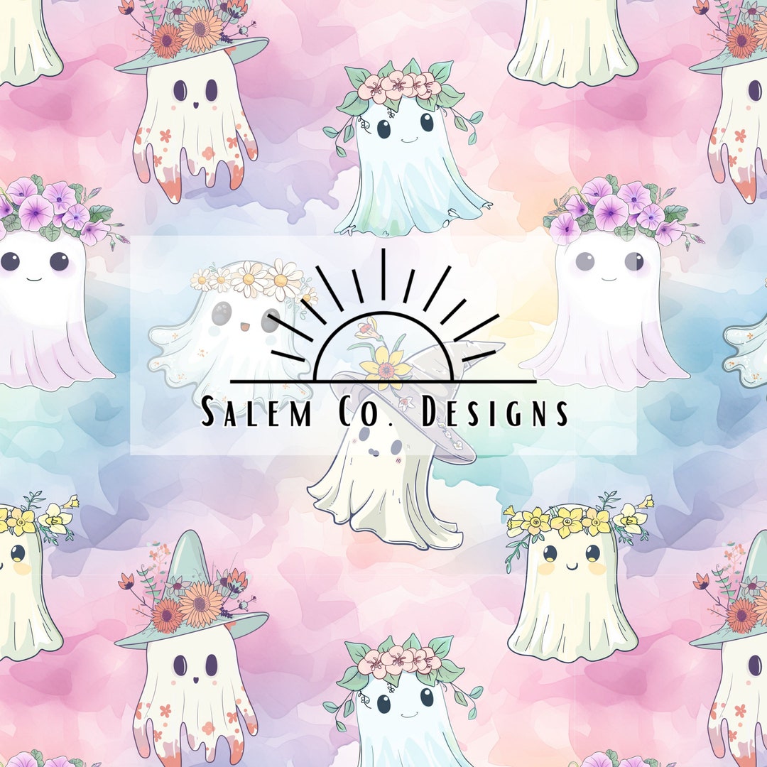 Pastel Ghosts Seamless Design - Etsy