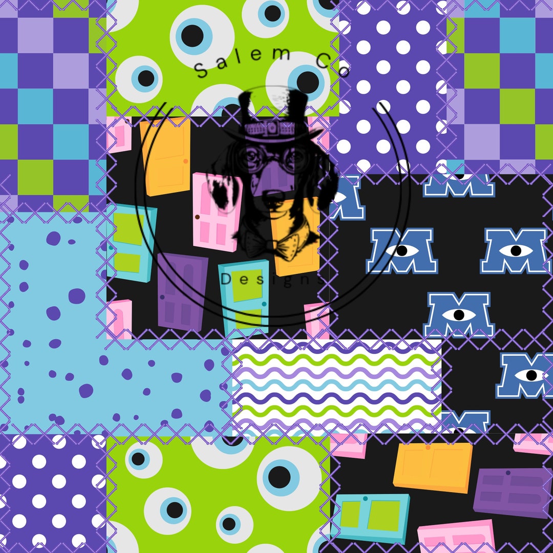 Monsters Patchwork Seamless Design - Etsy