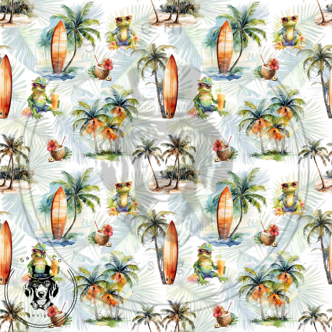 Beach Frogs Seamless Pattern - Etsy