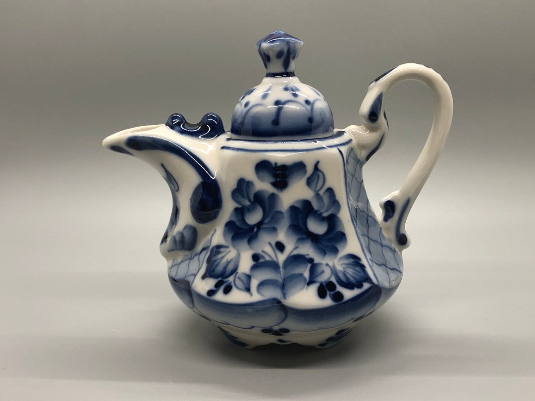 Ghzel Russian Small Teapot / Mocha Pot Rare Piece Blue White - Etsy