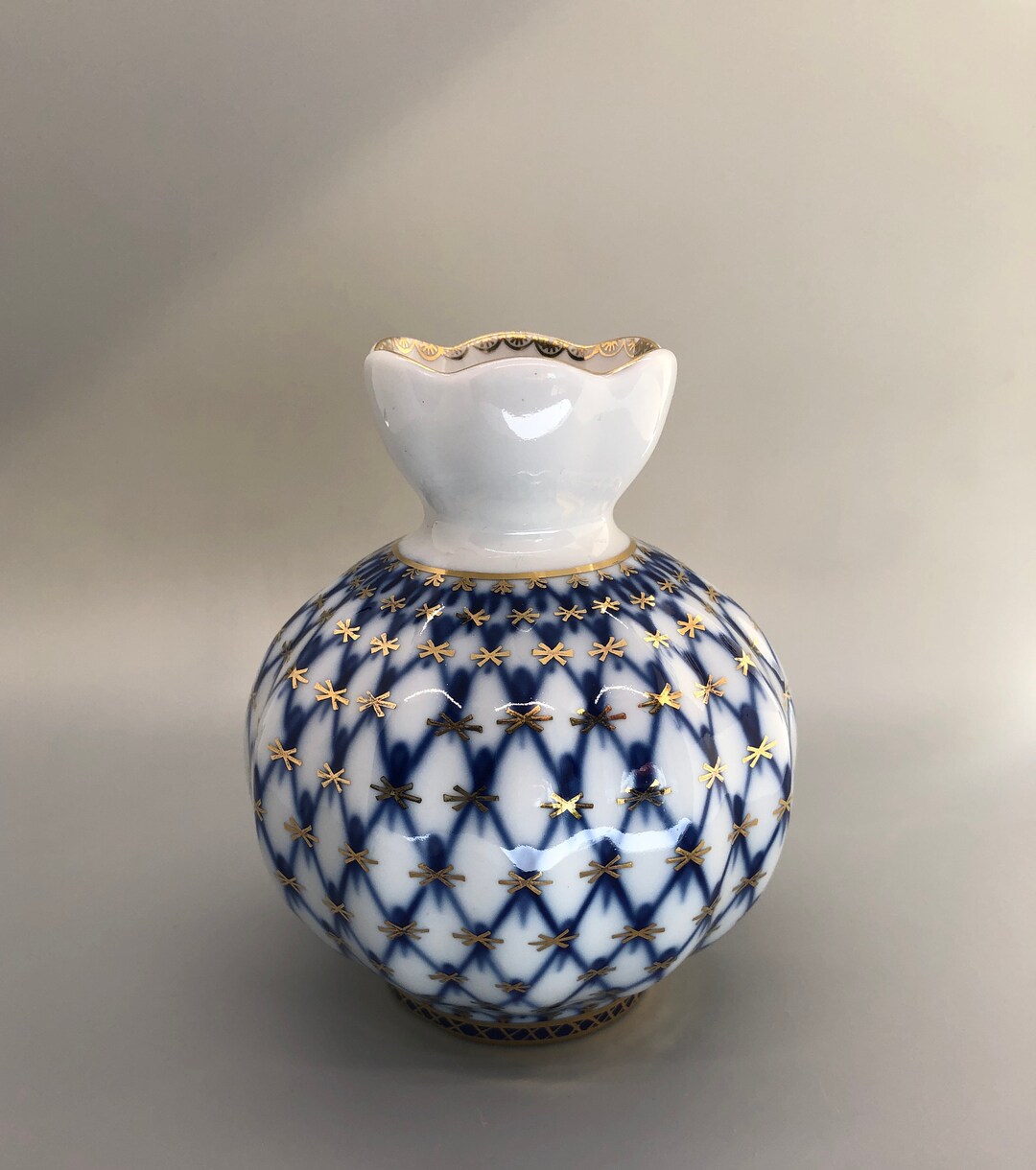 Lomonosov Vase Cobla Blue 22 Carat Gold Anna Yatskevich - Etsy