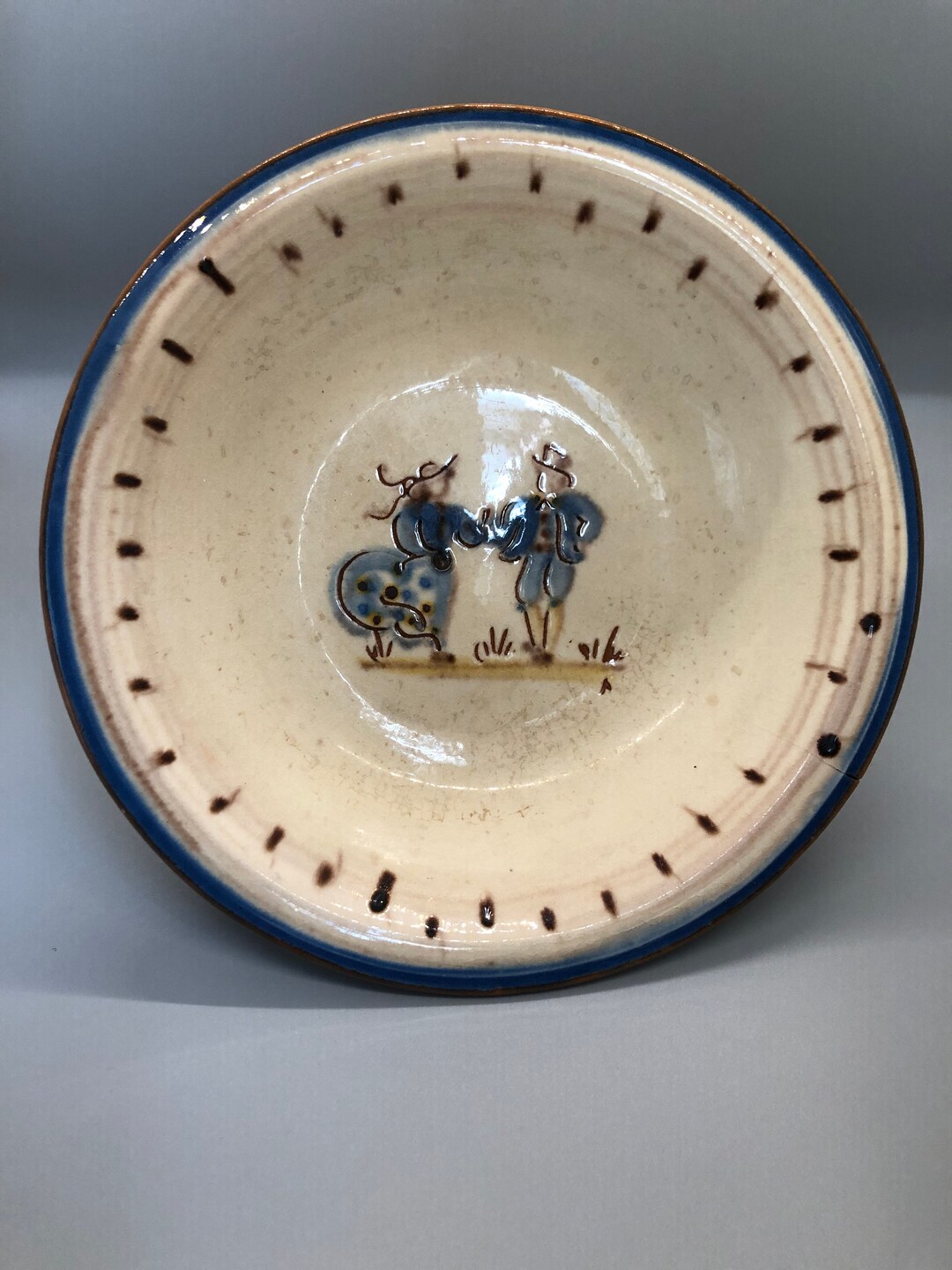 Traditional Costume Plate Ceramic Dancing Pair Blue Brown denmark - Etsy