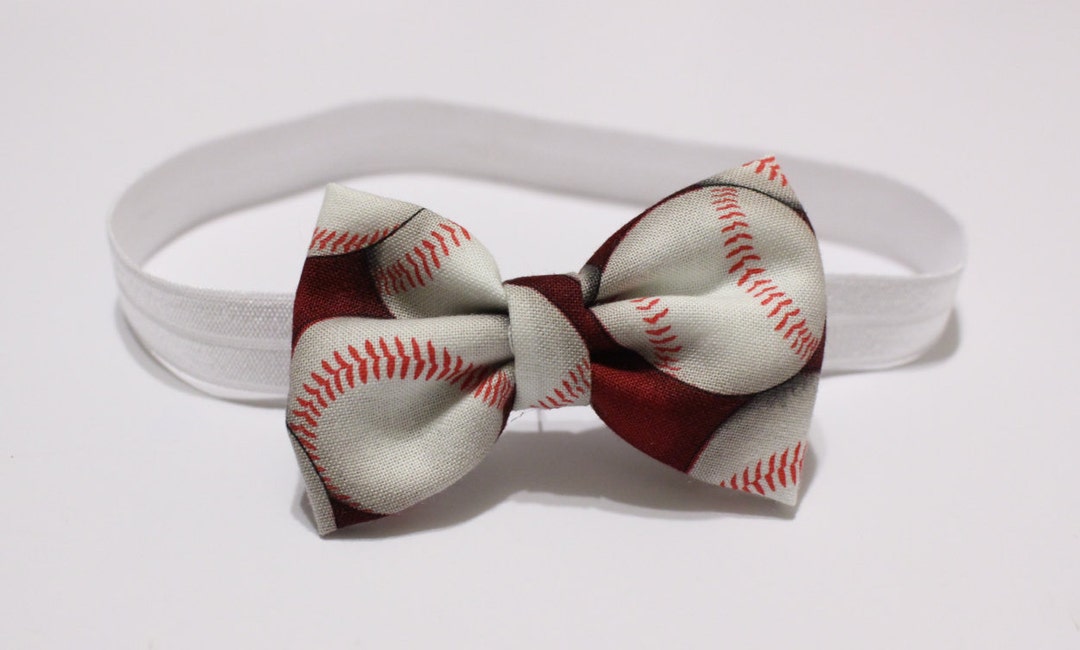 Baseball Themed Hair Bow- Baby- Toddler- Child Elastic Headband or ...