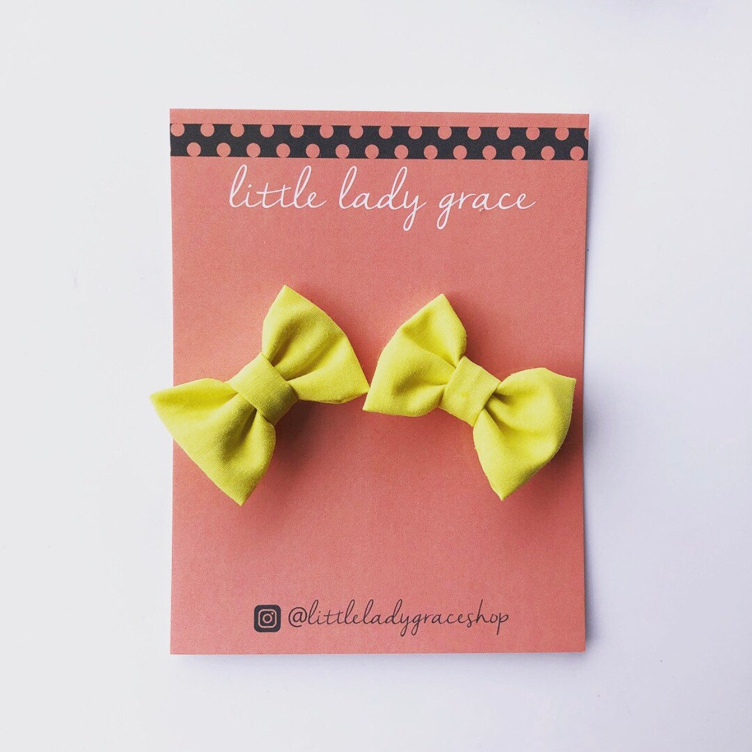 Sunny Yellow Pigtail Bows- Set of Two Hair Clips Each 2" Long Baby ...