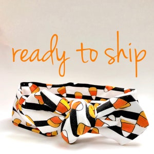 Ready to Ship Candy Corn Halloween Topknot Headband- Orange Black Baby ...