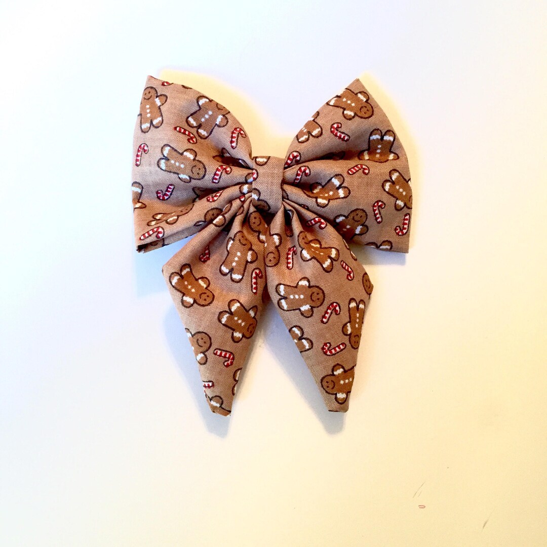Gingerbread Man Sailor Bow- Oversized Ponytail Bow, Pigtail Bows ...
