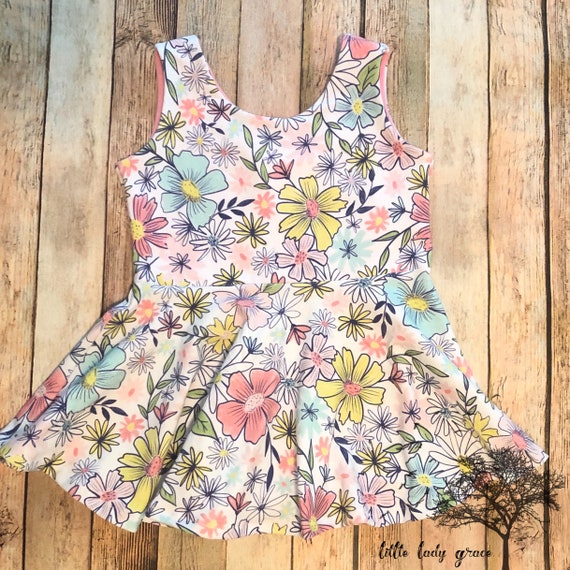 Daisy Flower Floral Print Peplum Top Baby Toddler Childrens - Etsy
