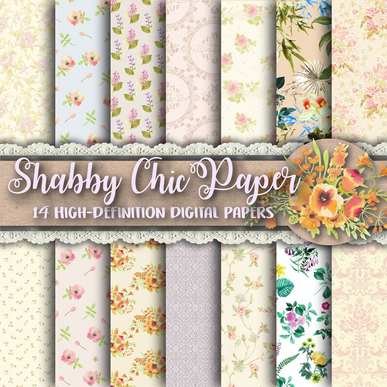 Shabby Chic Paper Floral Paper Flower Paper Vintage Paper - Etsy