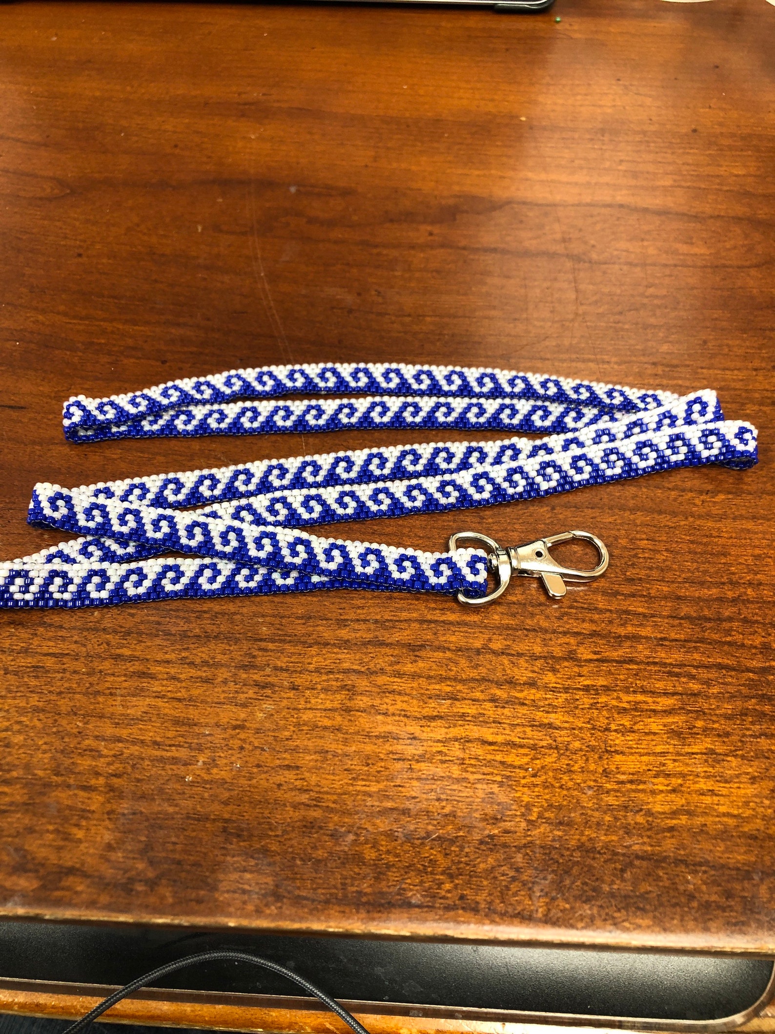 Blue & White Wave Pattern Lanyard - Etsy