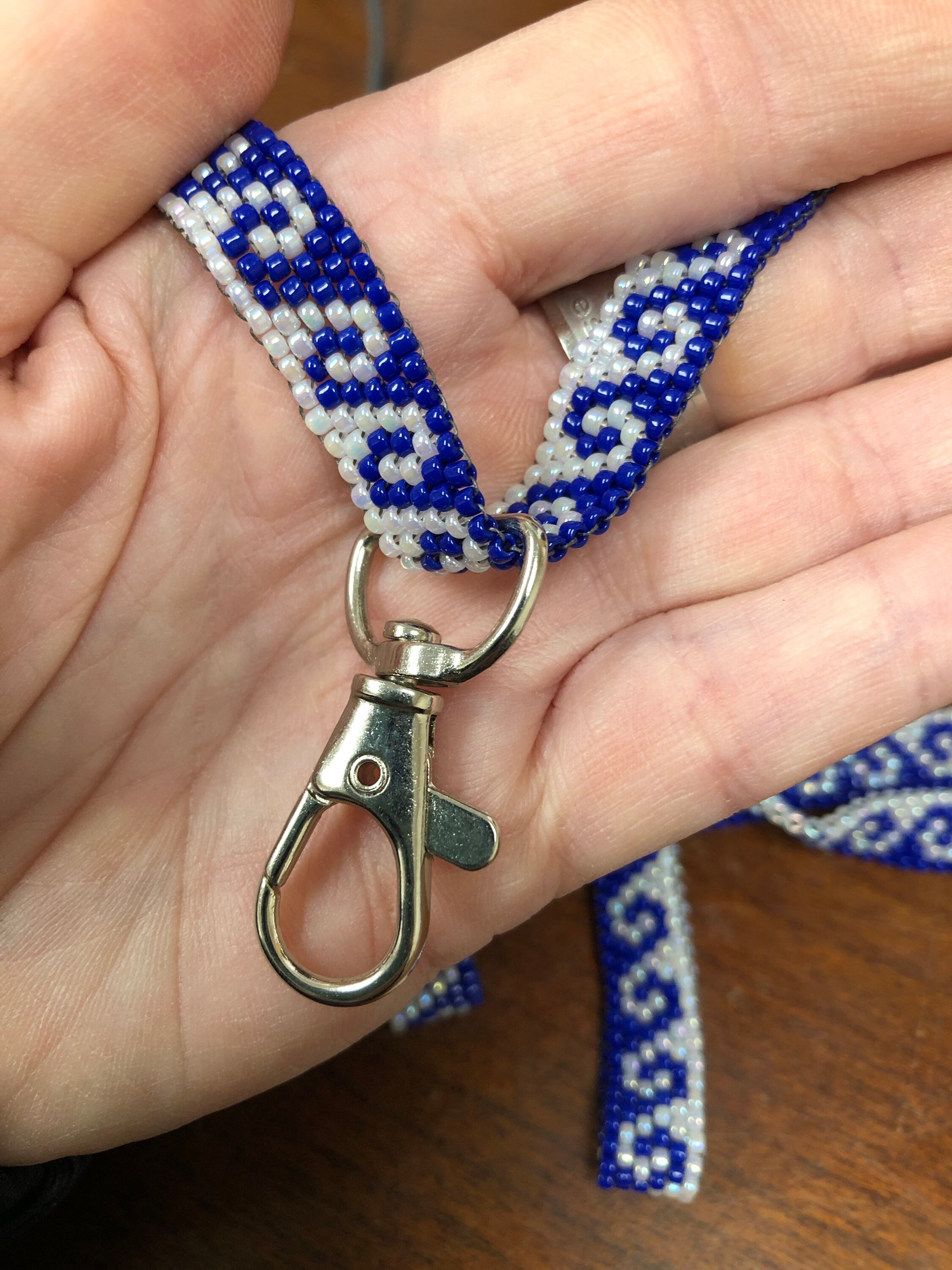 Blue & White Wave Pattern Lanyard - Etsy